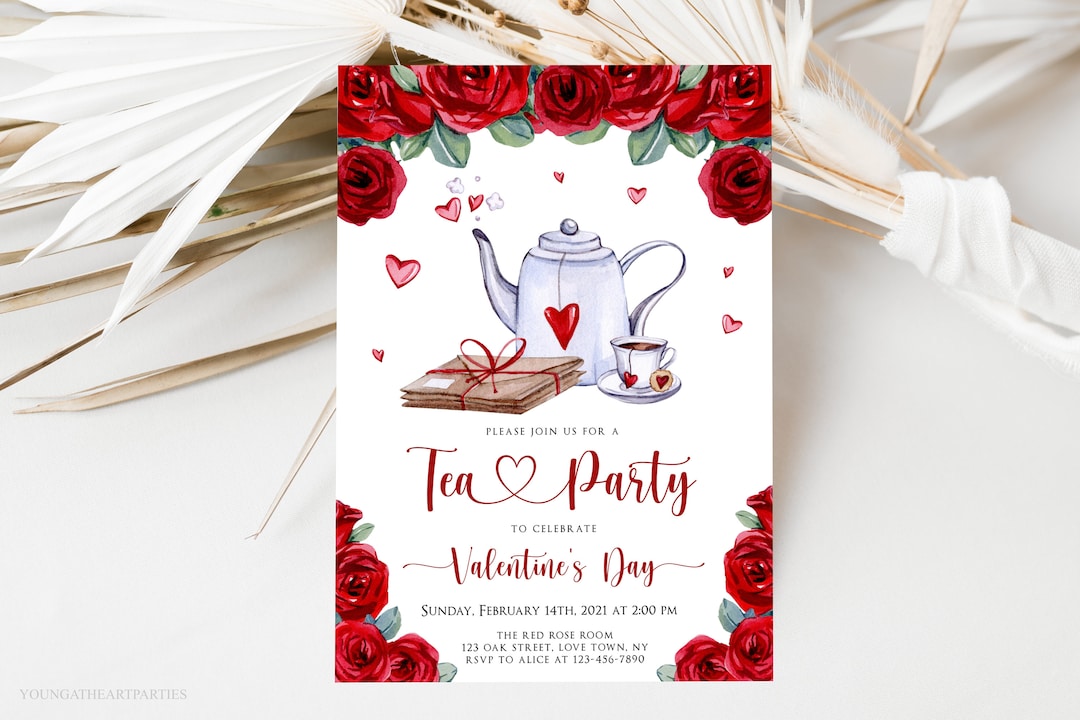 Valentines Tea Party Invitation, Valentines Day Party Invitation ...