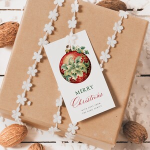 Editable Retro Christmas Gift Tag Christmas Holiday Favor Tags Merry ...