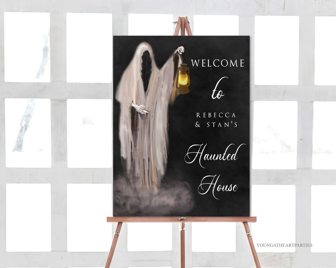 Haunted House Halloween Party Welcome Sign Template, Editable Grim ...