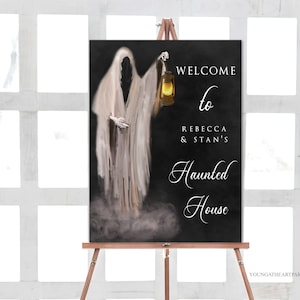 Haunted House Halloween Party Welcome Sign Template, Editable Grim ...