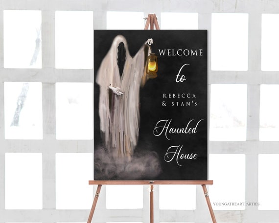 Haunted House Halloween Party Welcome Sign Template, Editable Grim ...