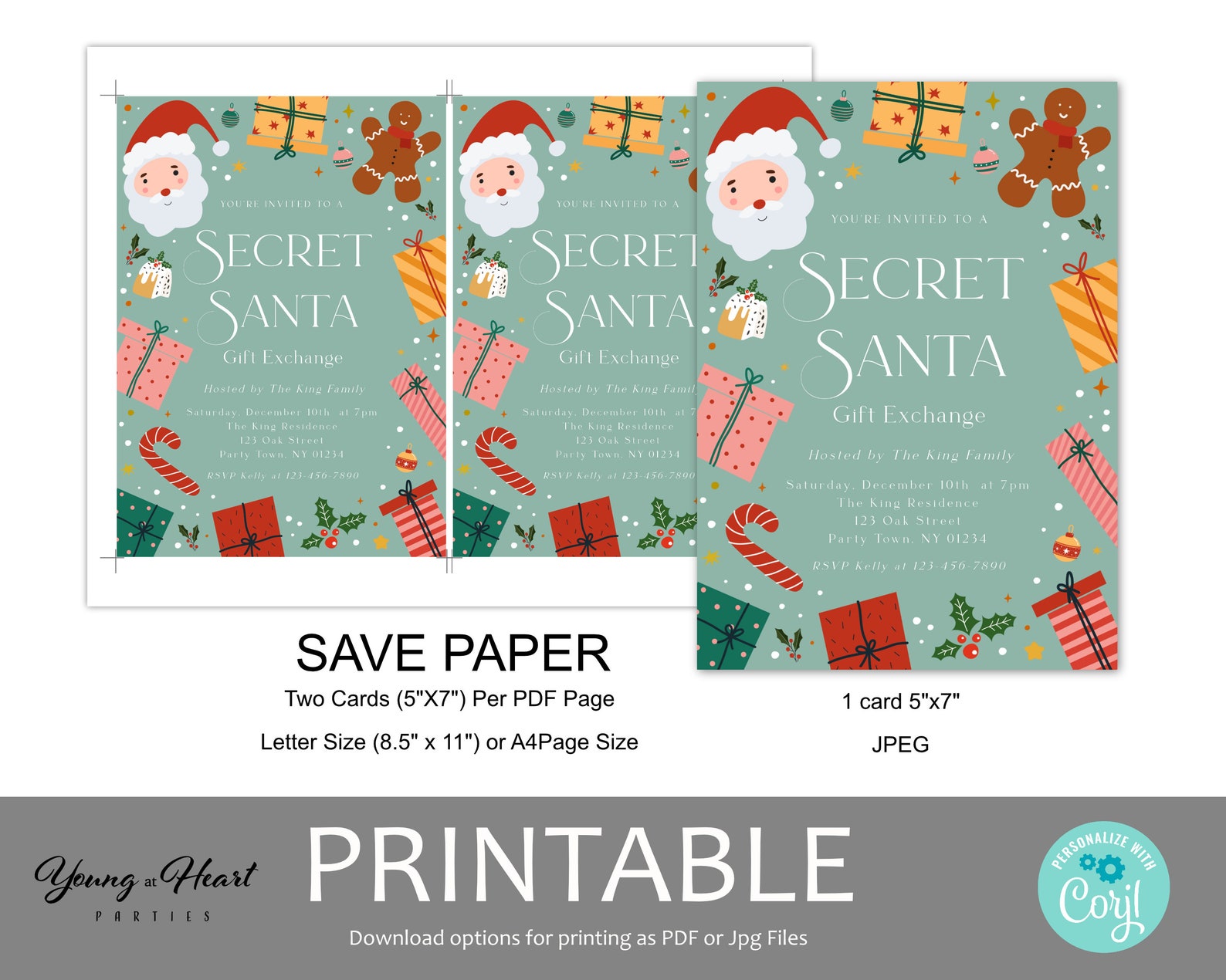 Secret Santa Gift Exchange Invitation Editable Santa Holiday - Etsy Canada