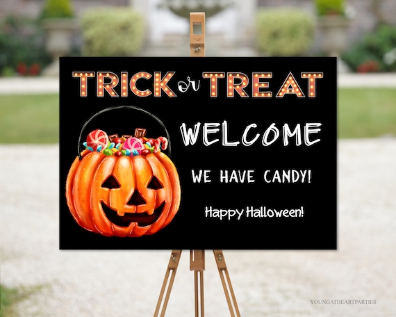 Editable Trick or Treat Yard Sign Halloween Lawn Sign - Etsy