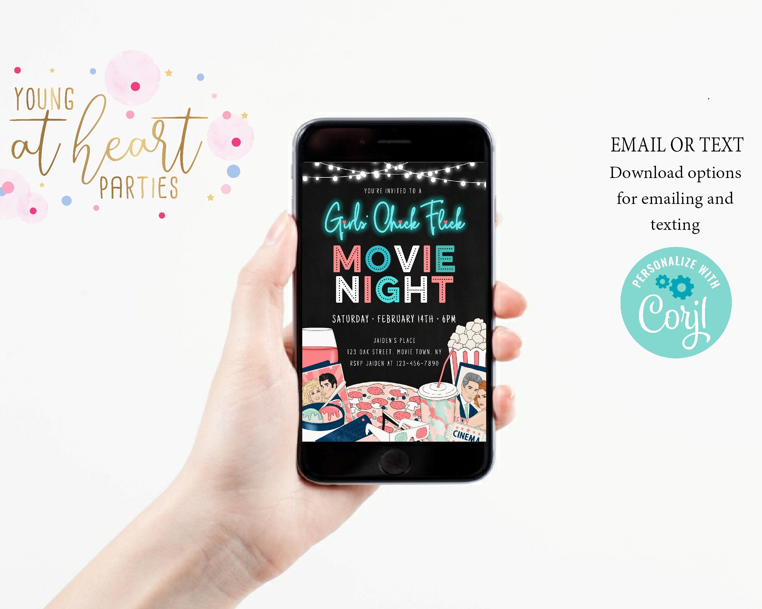 Ladies Movie Night Party Invitation Template Chick Flick | Etsy