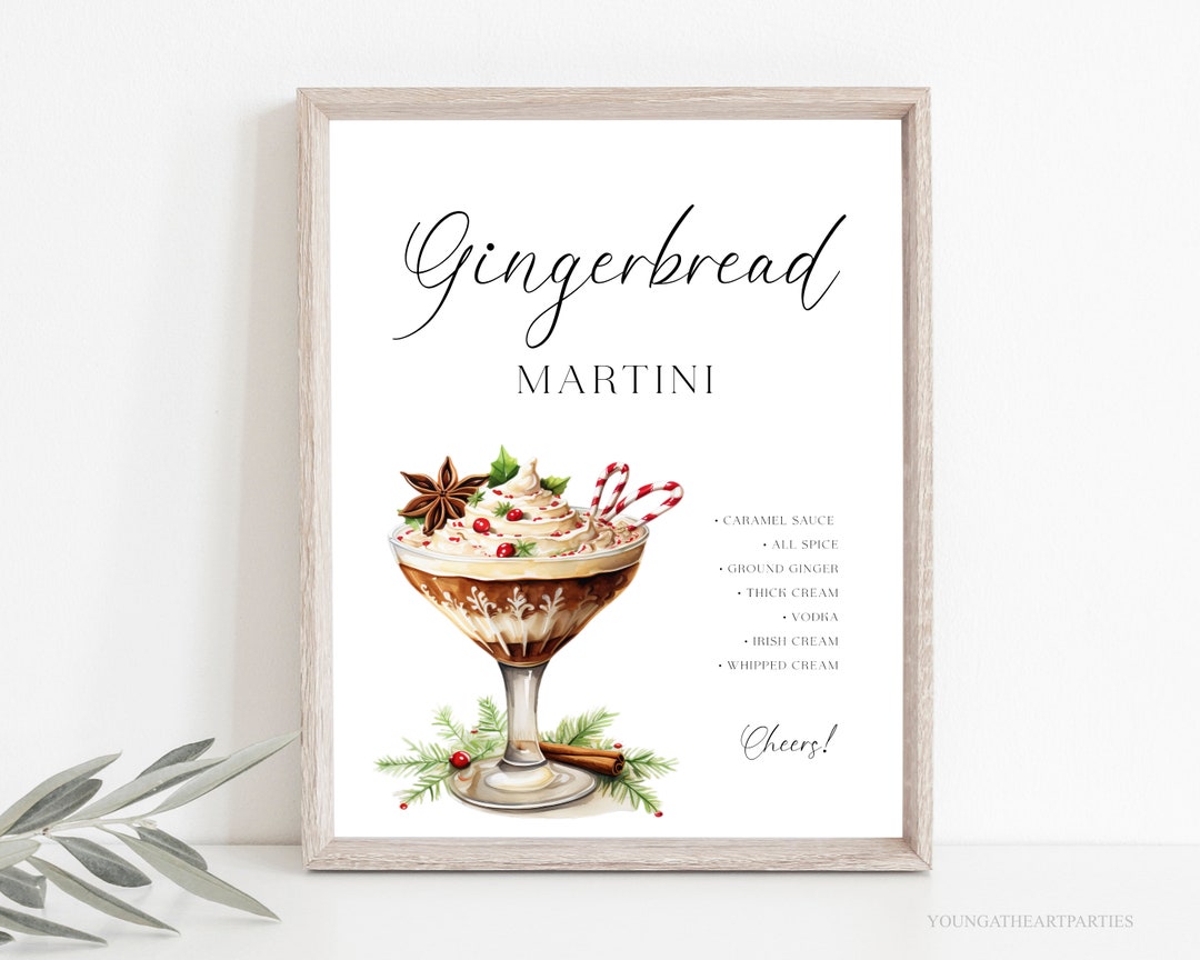 Gingerbread Martini Cocktail Recipe Sign, Signature Christmas Cocktail ...