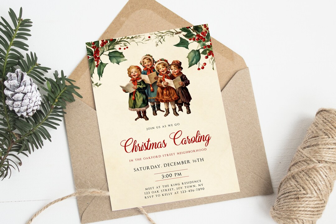 Victorian Christmas Caroling Invitation, Neighborhood Christmas ...
