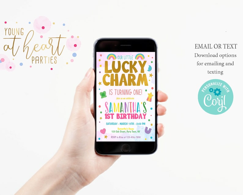 Editable Lucky Charm Birthday Invitation St. Patrick's 1st - Etsy