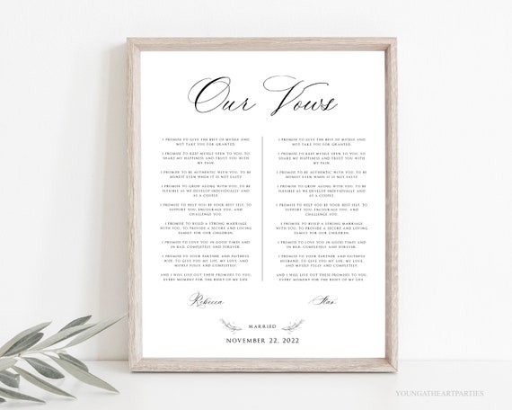 Modern Minimalist Wedding Vows Template, Editable Simple Elegant ...