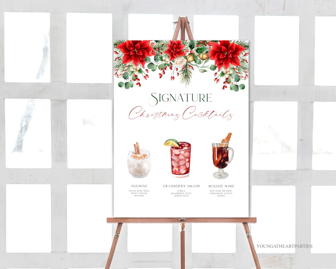 Editable Christmas Signature Drinks Sign, Christmas Bar Menu Sign ...