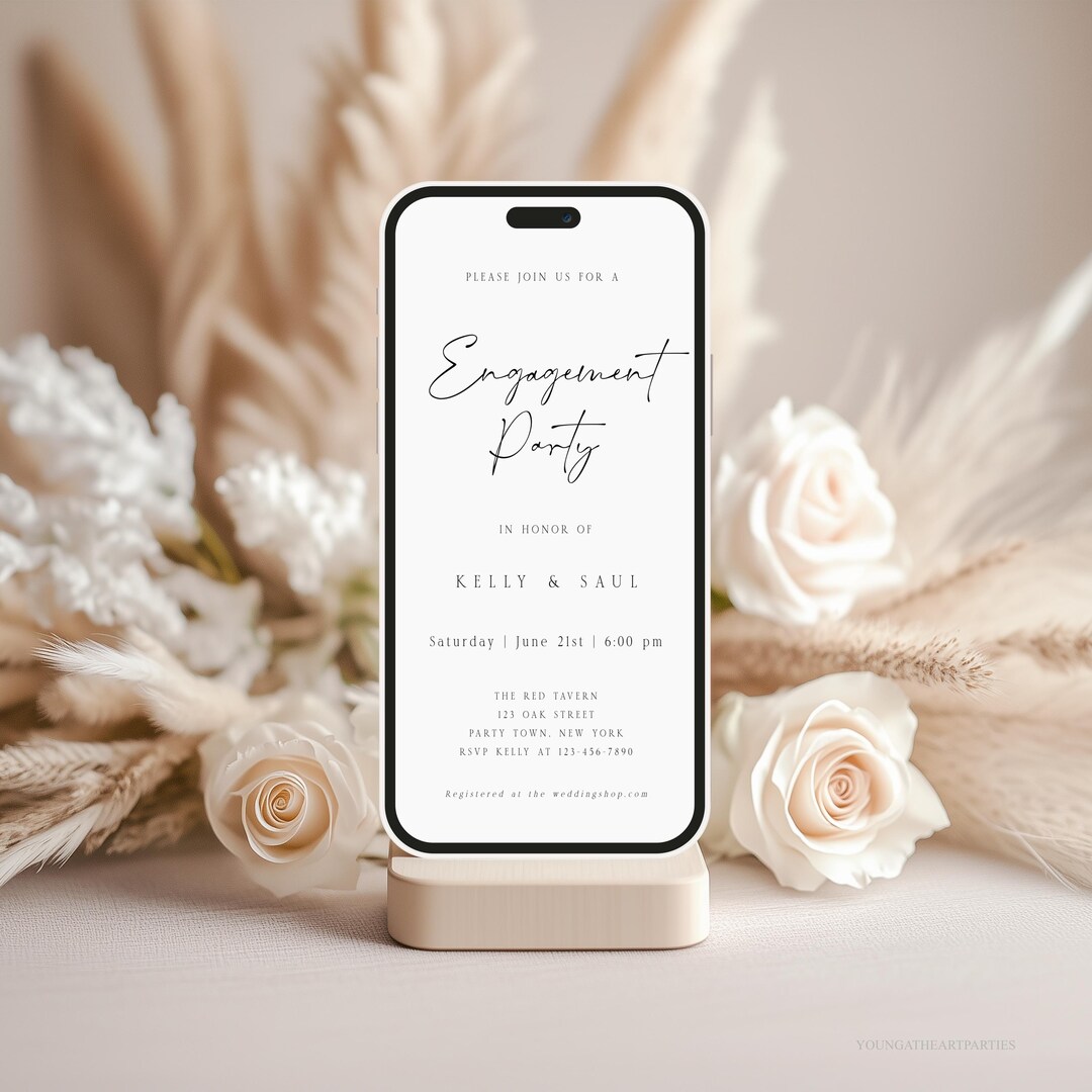 Digital Engagement Party Invitation, Smart Phone Engagement Party ...