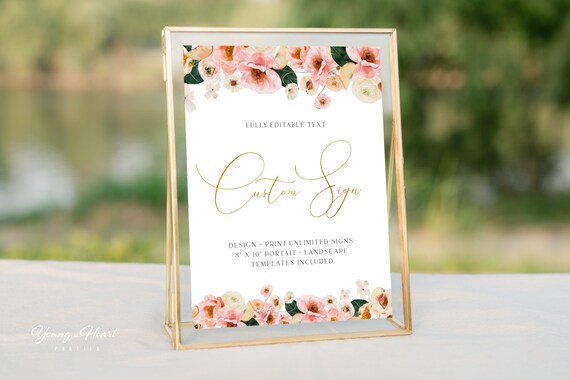 Printable Peach Custom 8x10" Signs, Create Your Own Signs, Watercolor ...