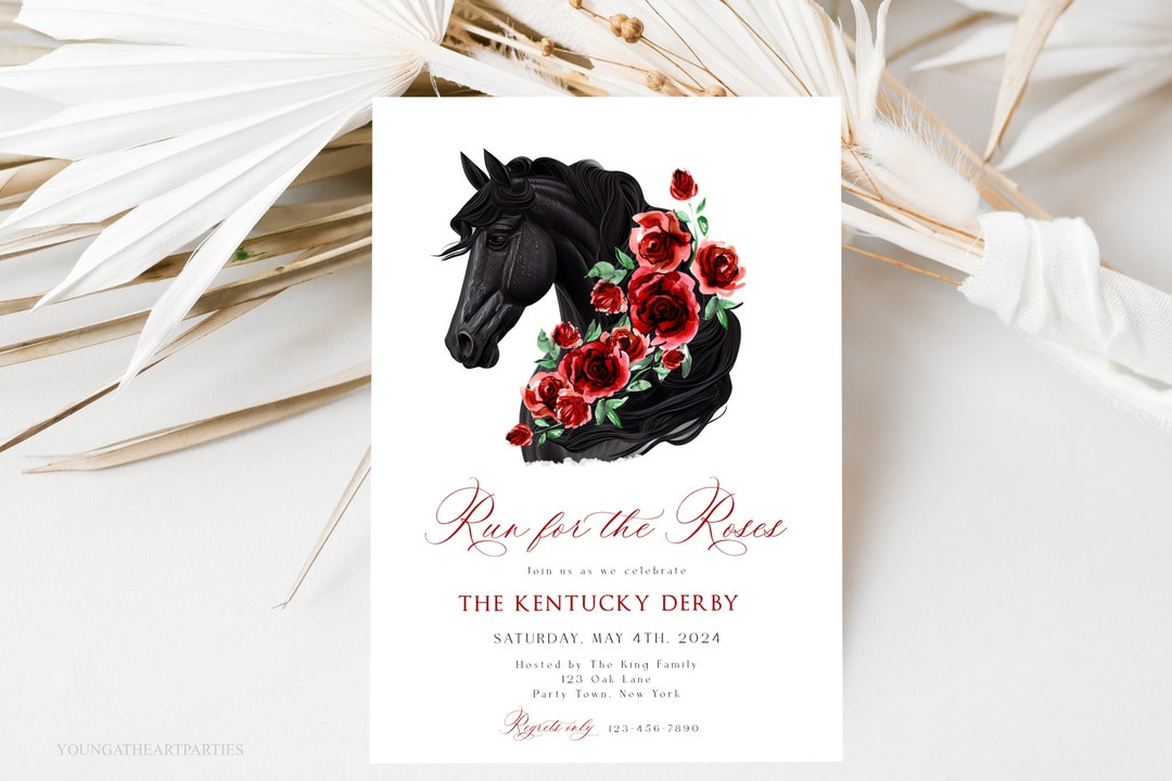 Elegant Run for the Roses Kentucky Derby Invitation Derby Horse Party ...