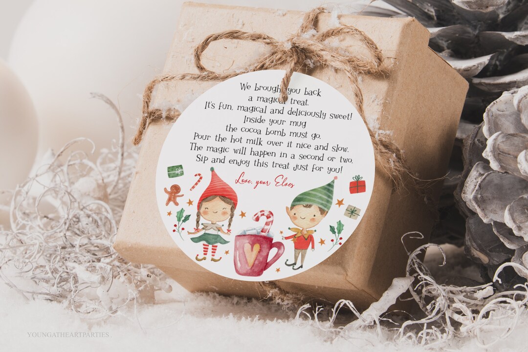 Editable Elf Hot Chocolate Bomb Tags Bomb Instructions Cocoa Favor Tags ...