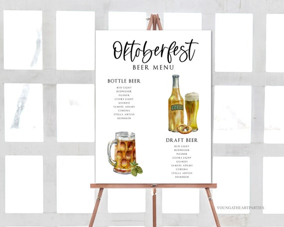 Minimal Oktoberfest Beer Bar Menu Sign, Editable Oktoberfest Beer Menu ...