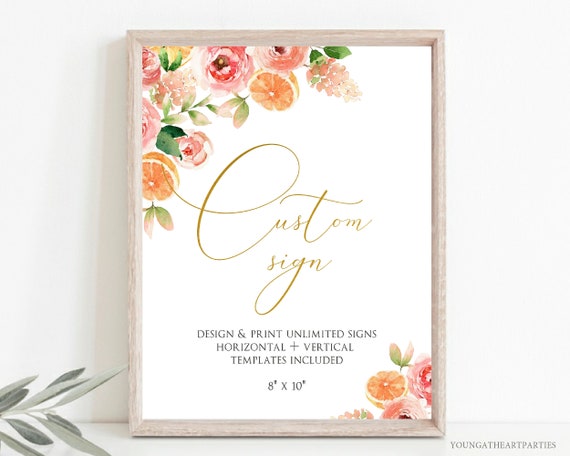 Citrus Bridal Shower Custom Signs, Main Squeeze Editable Sign Template ...