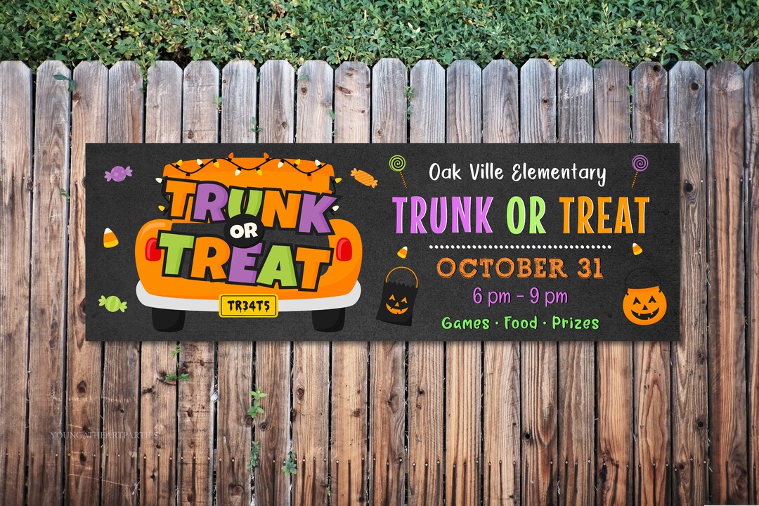 Trunk or Treat Backdrop Template, Editable Trunk or Treat Banner ...