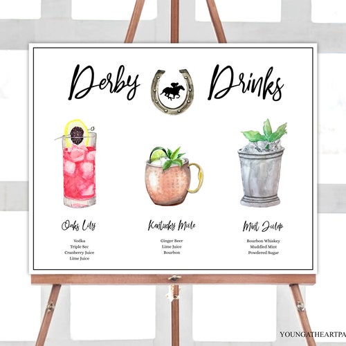 Oaks Lily Drink Bar Menu Sign Template Derby Signature Drink - Etsy