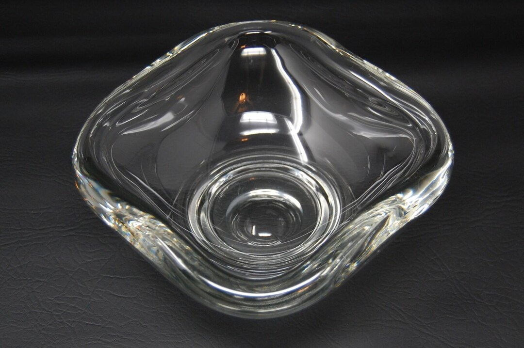 Fostoria Hand Molded Crystal Bowl Square Rounded Art Glass Mid Century ...