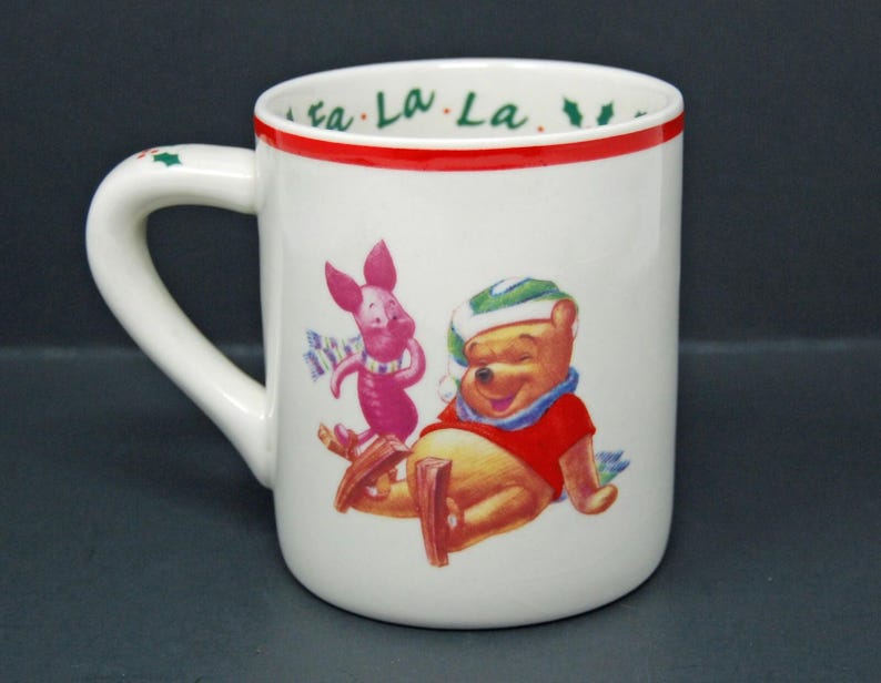 Winnie the Pooh Piglet Hunny Pot Disney Christmas Fa Lala Coffee Mug ...