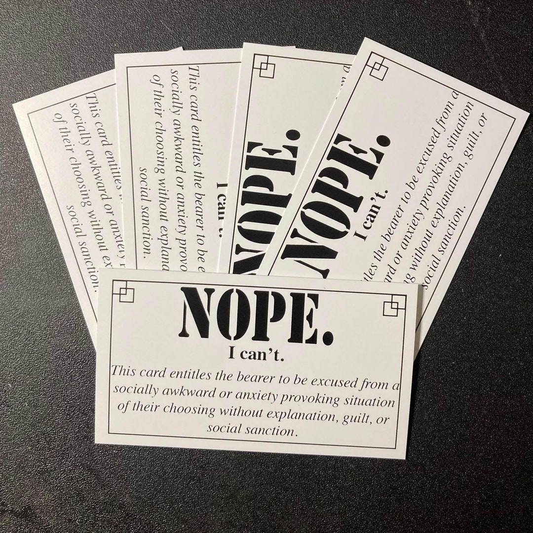 Nope Cards | Social Anxiety Relief Cards | Awkward Situation Escape ...