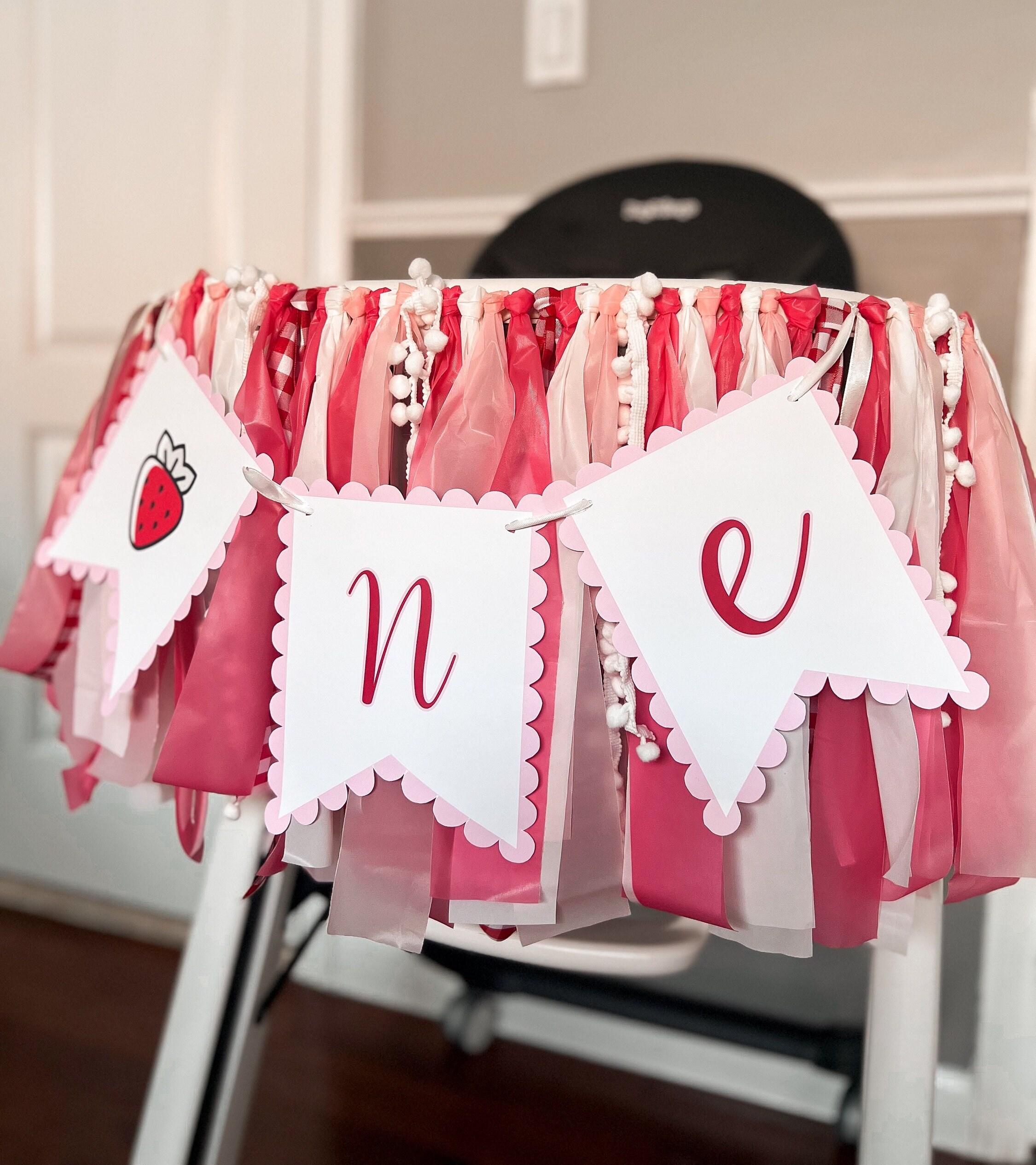 Strawberry Picnic High Chair First Birthday Fringe Banner *ONE Banner ...