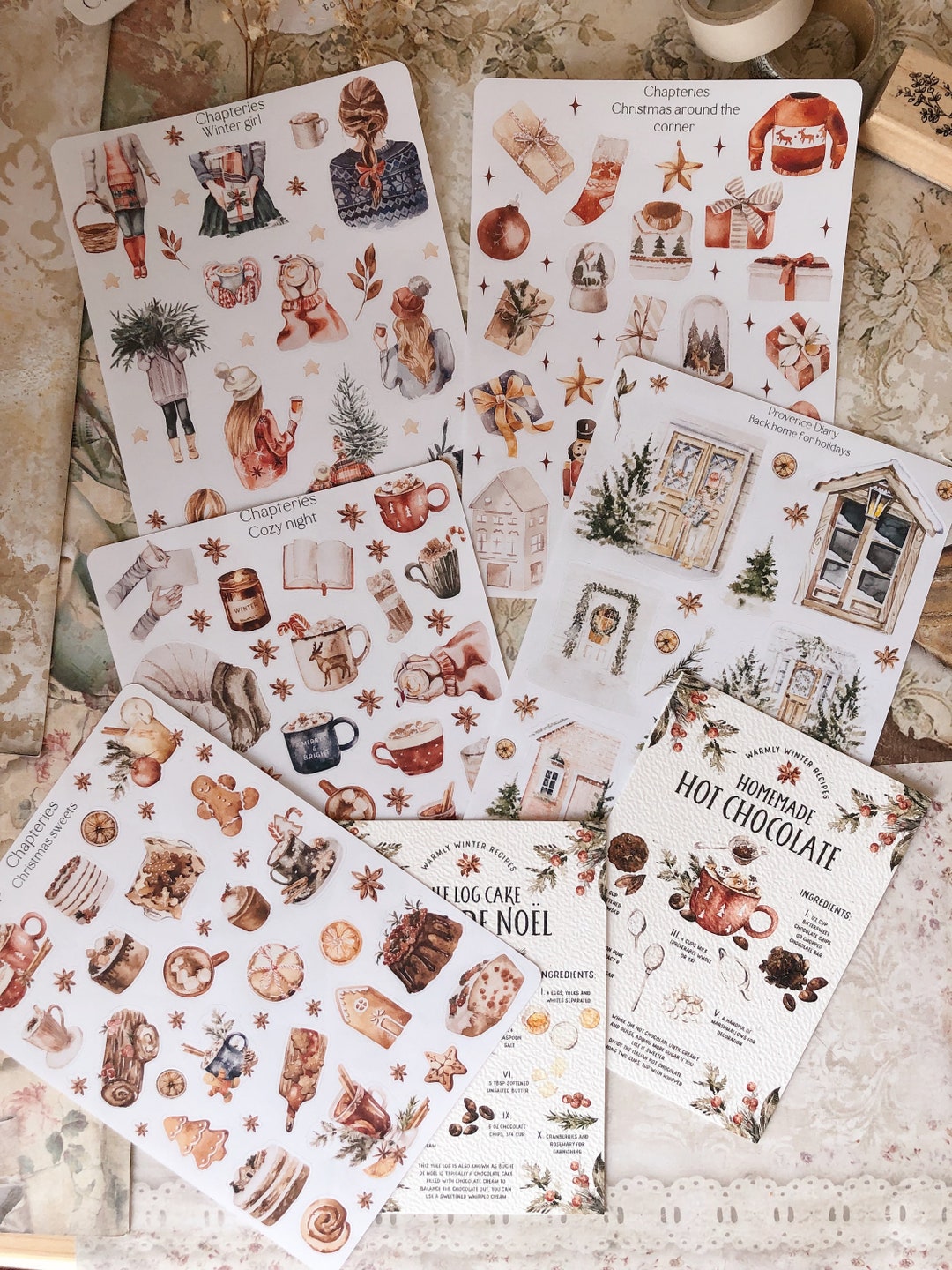 Set of Christmas Sticker Sheets for Journaling Scrapbooking Christmas ...