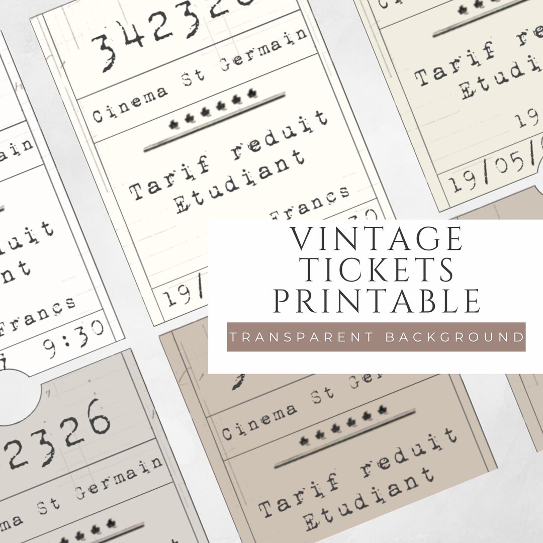 Vintage Tickets Printable, Digital Download, Vintage Tickets ...