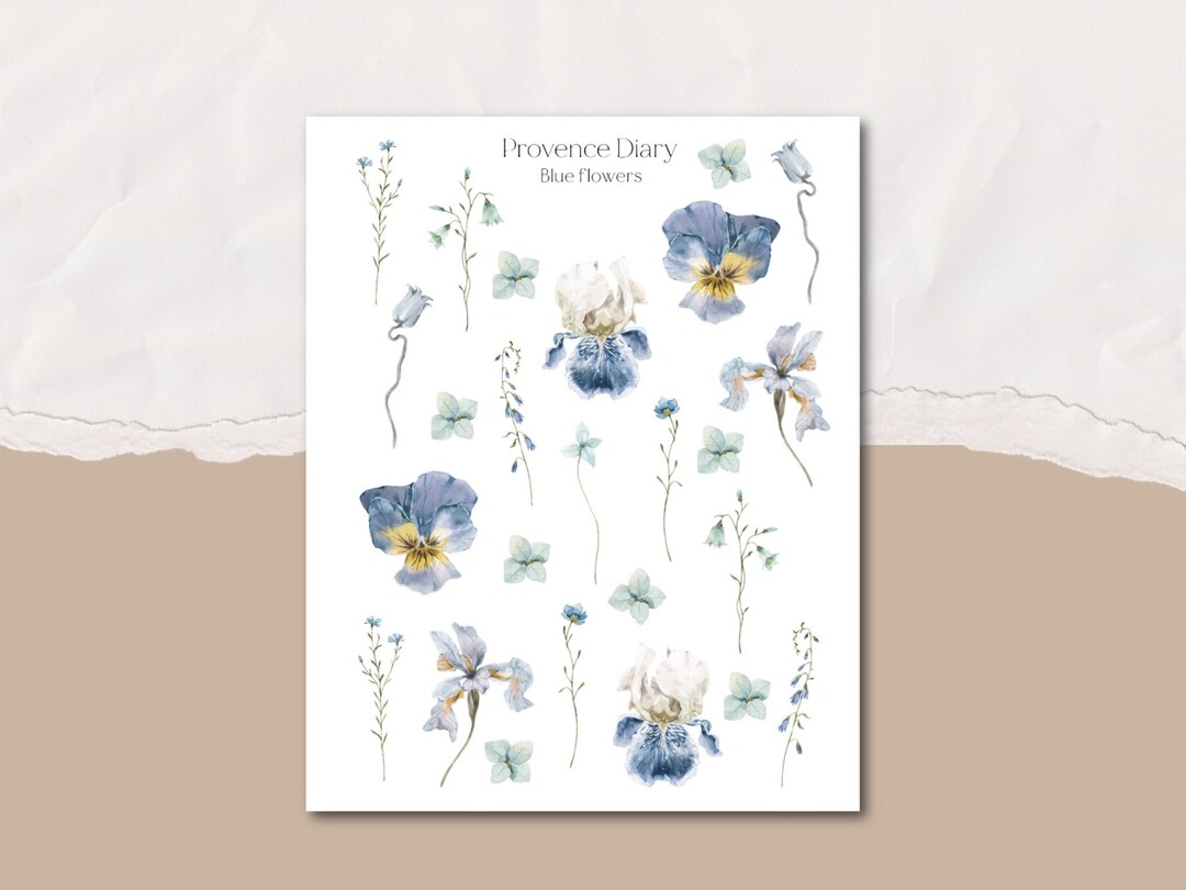 Sticker Sheet Blue Flowers Newspaper Stickers Stickers - Etsy
