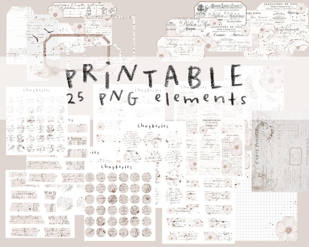 INSTANT DOWNLOAD Printable for Journaling Vintage Ephemera, Sticker ...