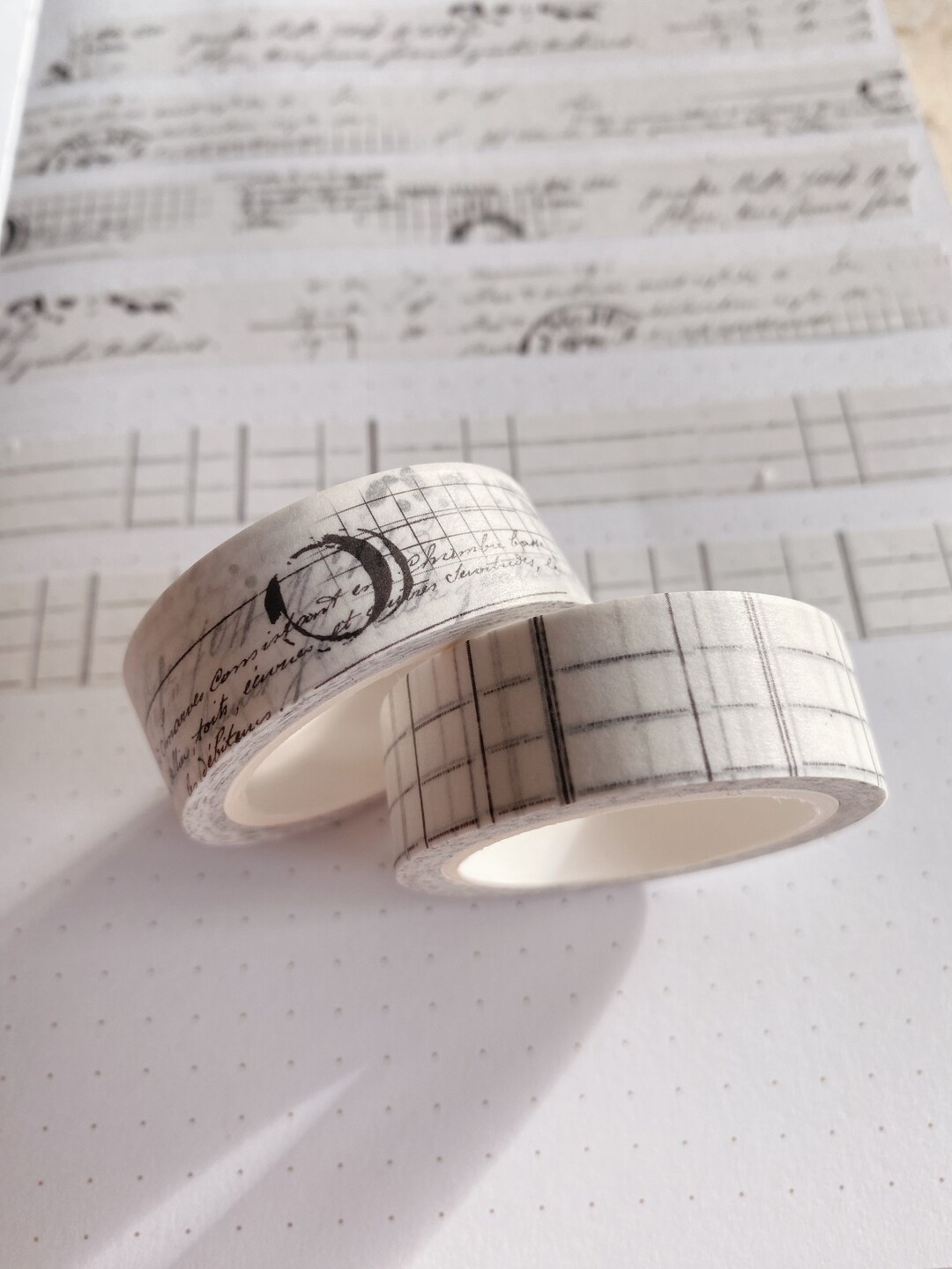 Set of Two Washi Tapes Vintage Scripts & Lines for Journaling, Bullet ...
