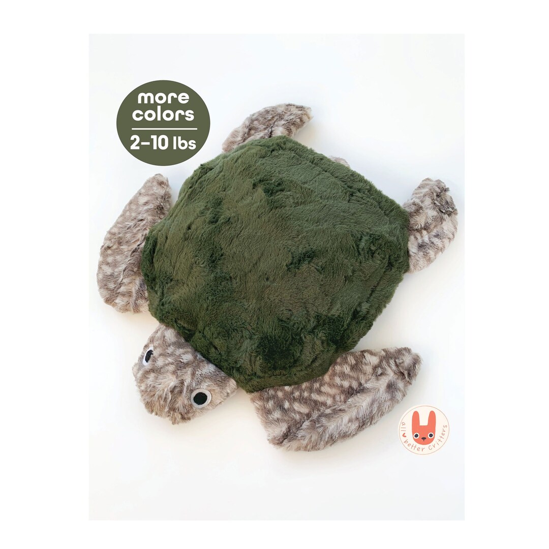 Cute TURTLE WEIGHTED PLUSH Hot/cold Comfort Animal 210 Lb Sea Turtle ...