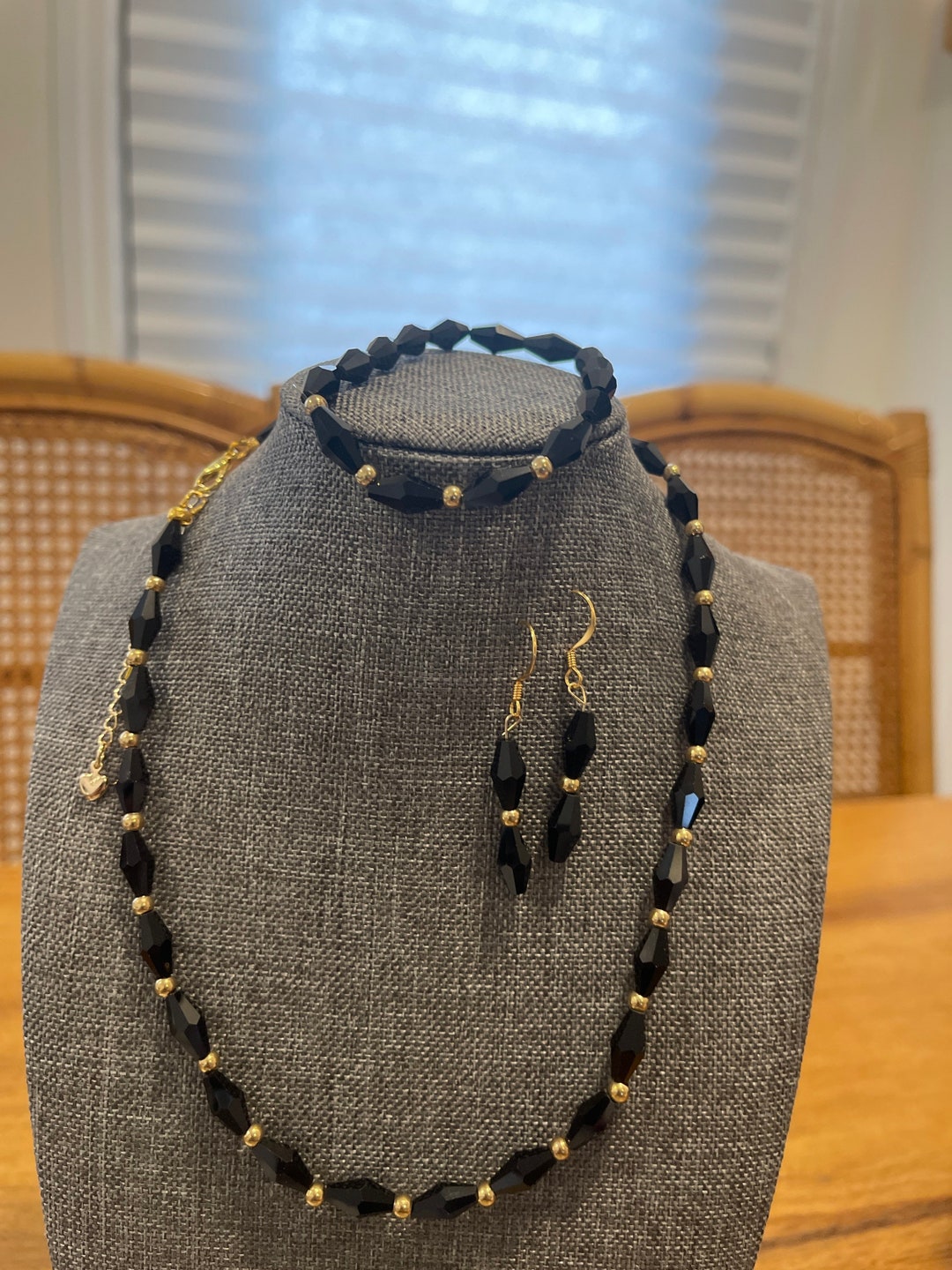 Lisa Marie Beautiful Black Crystal Necklace Set - Etsy