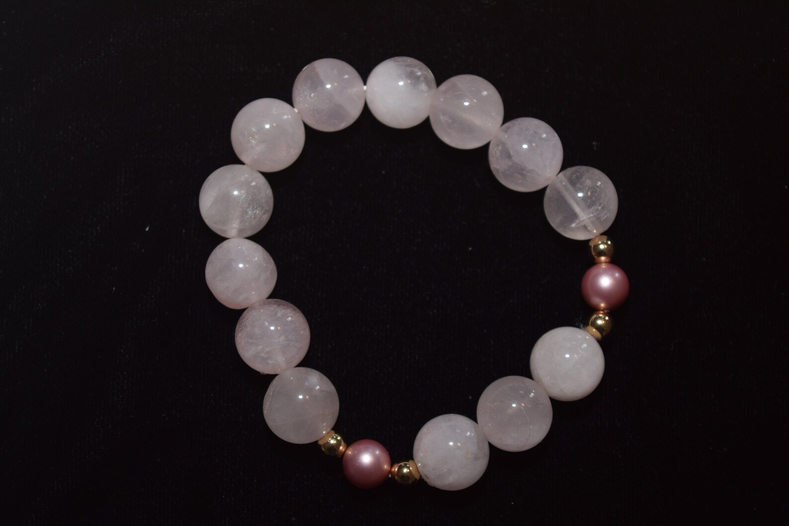 Rose Quartz Bracelet With Swarovski Powder Rose Pearls - Etsy