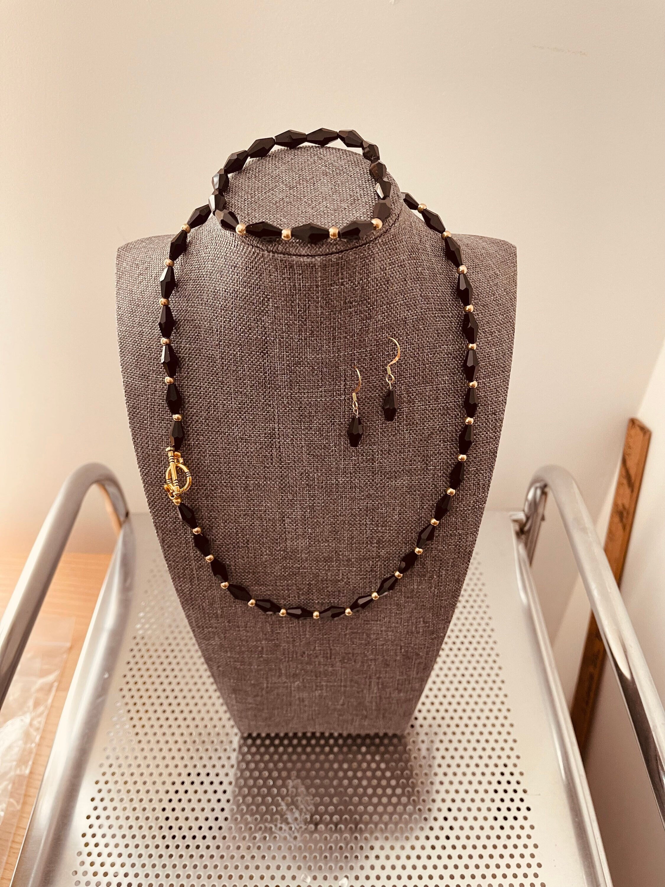 April Beautiful Black Crystals Set - Etsy