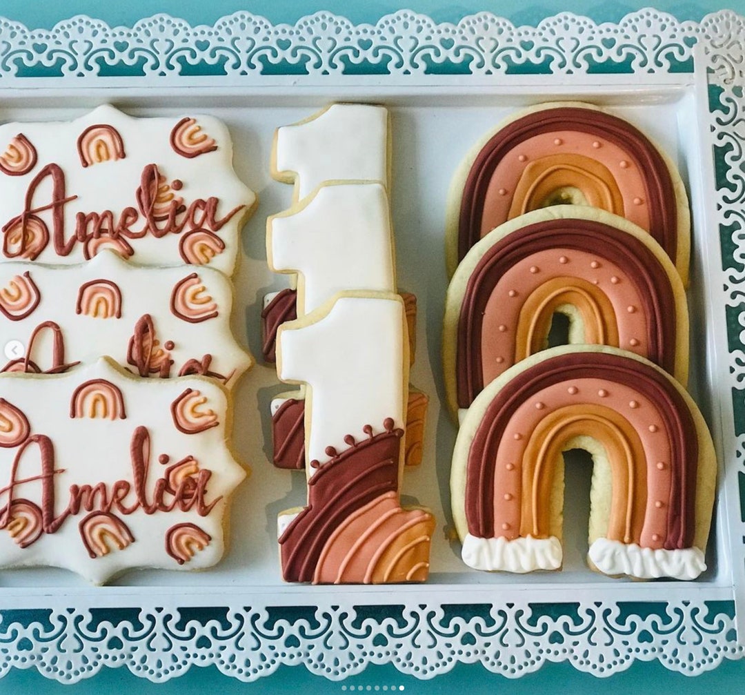 Boho Rainbow Birthday Party Cookies Favors - Etsy