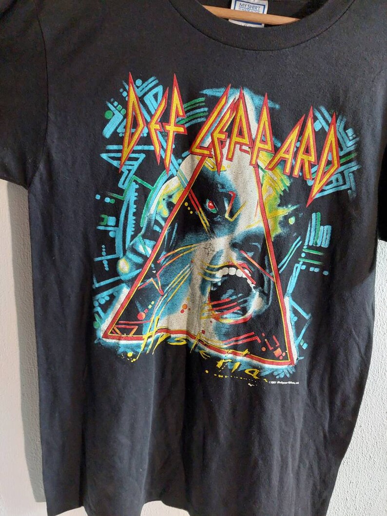 Vintage 1987 Def Leppard Hysteria Tour Tshirt Black Size L Short Sleeve