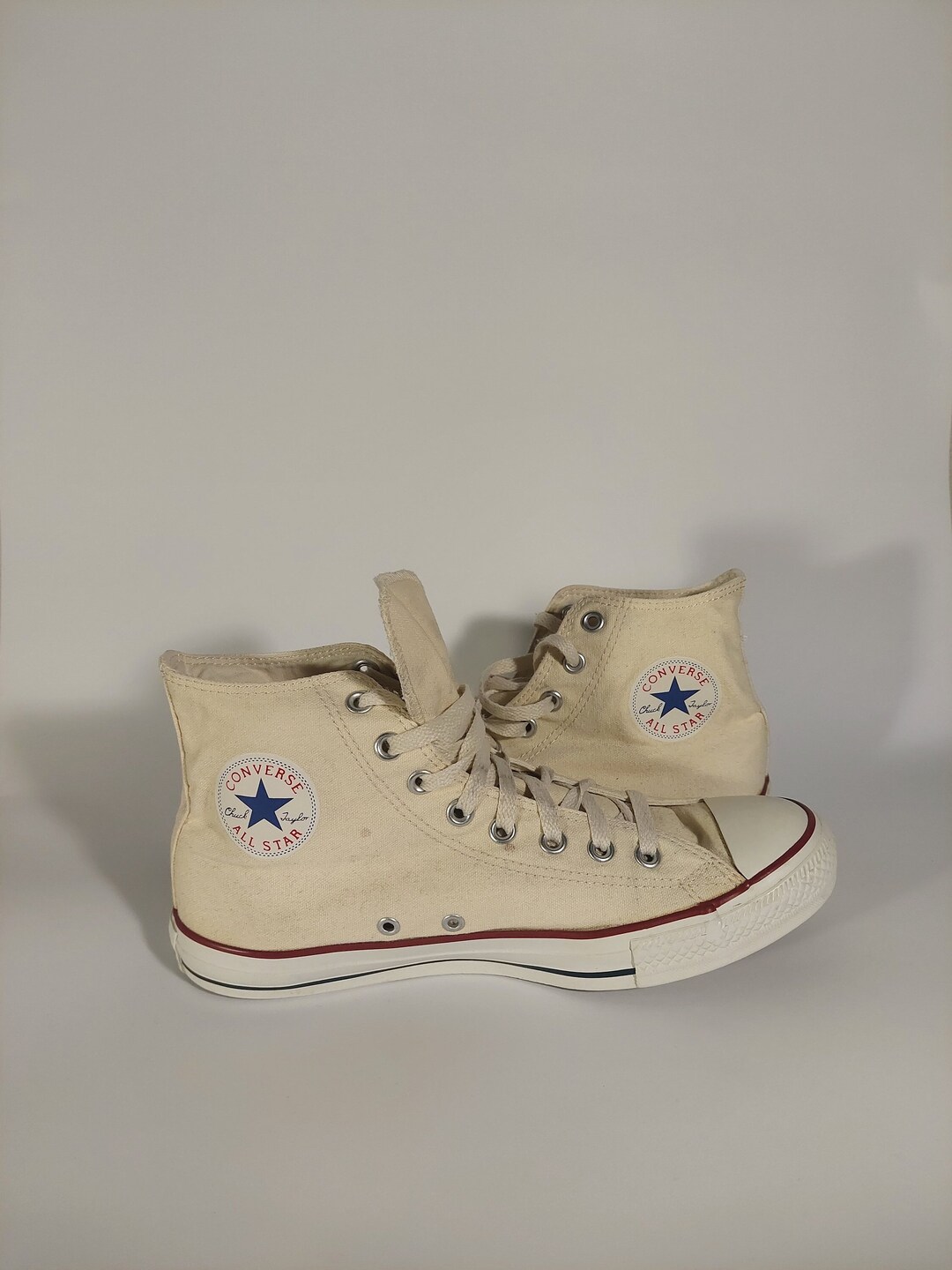 Vintage Converse All Stars Shoes Size 42.5 Unisex Beige High Top - Etsy