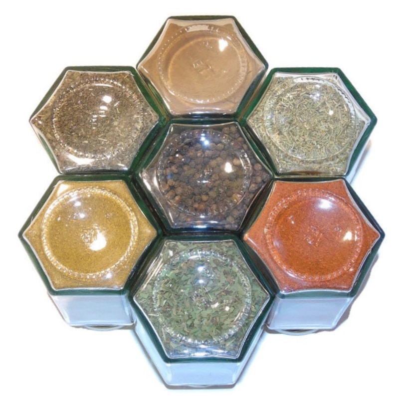 7 Large 280ml Hexagonal Magnetic Spice Jars Filled With Your Selection ...