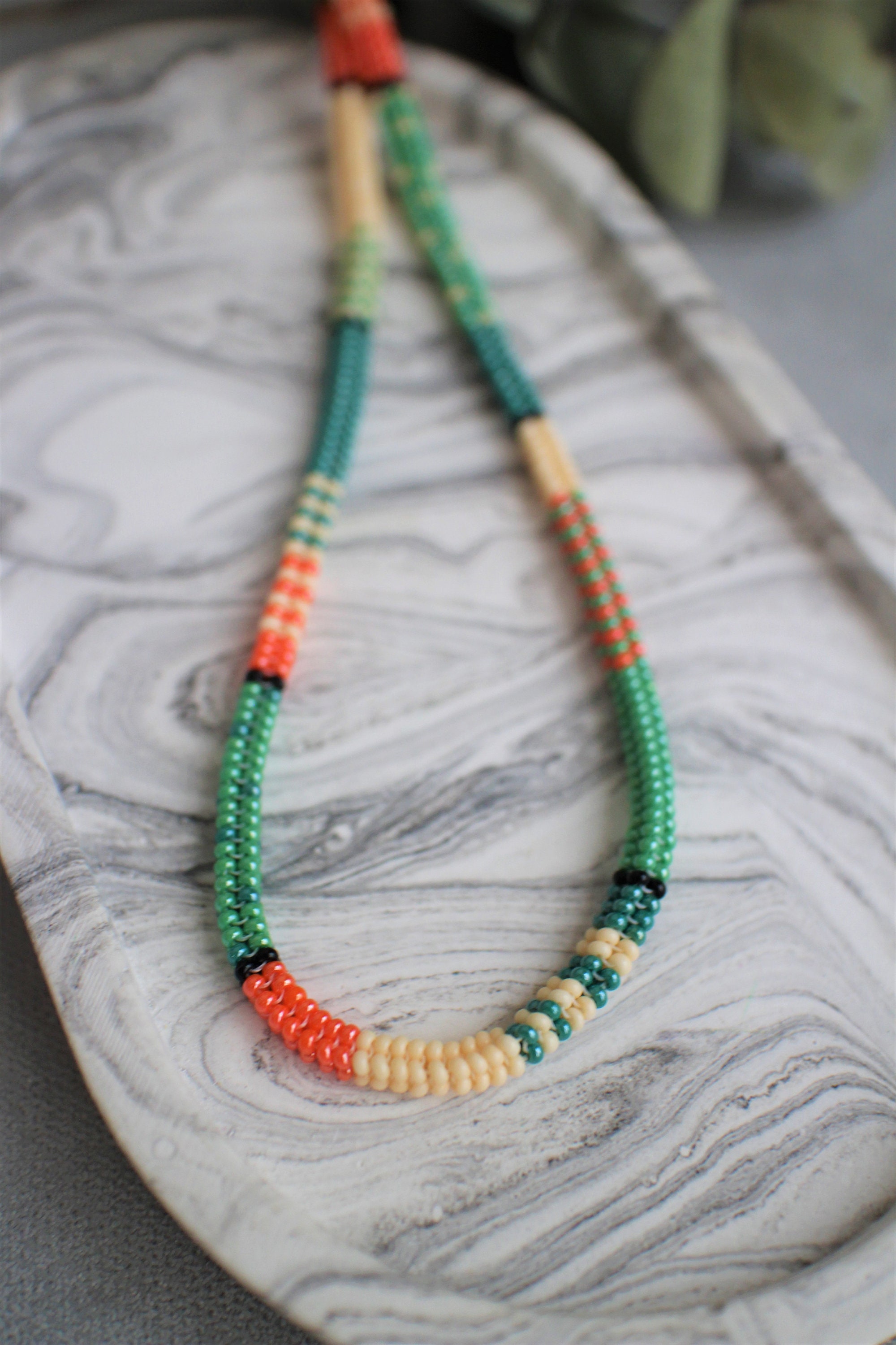 Colorful Beaded Necklace, Boho Necklace, Handmade Jewelry, Bohemian ...