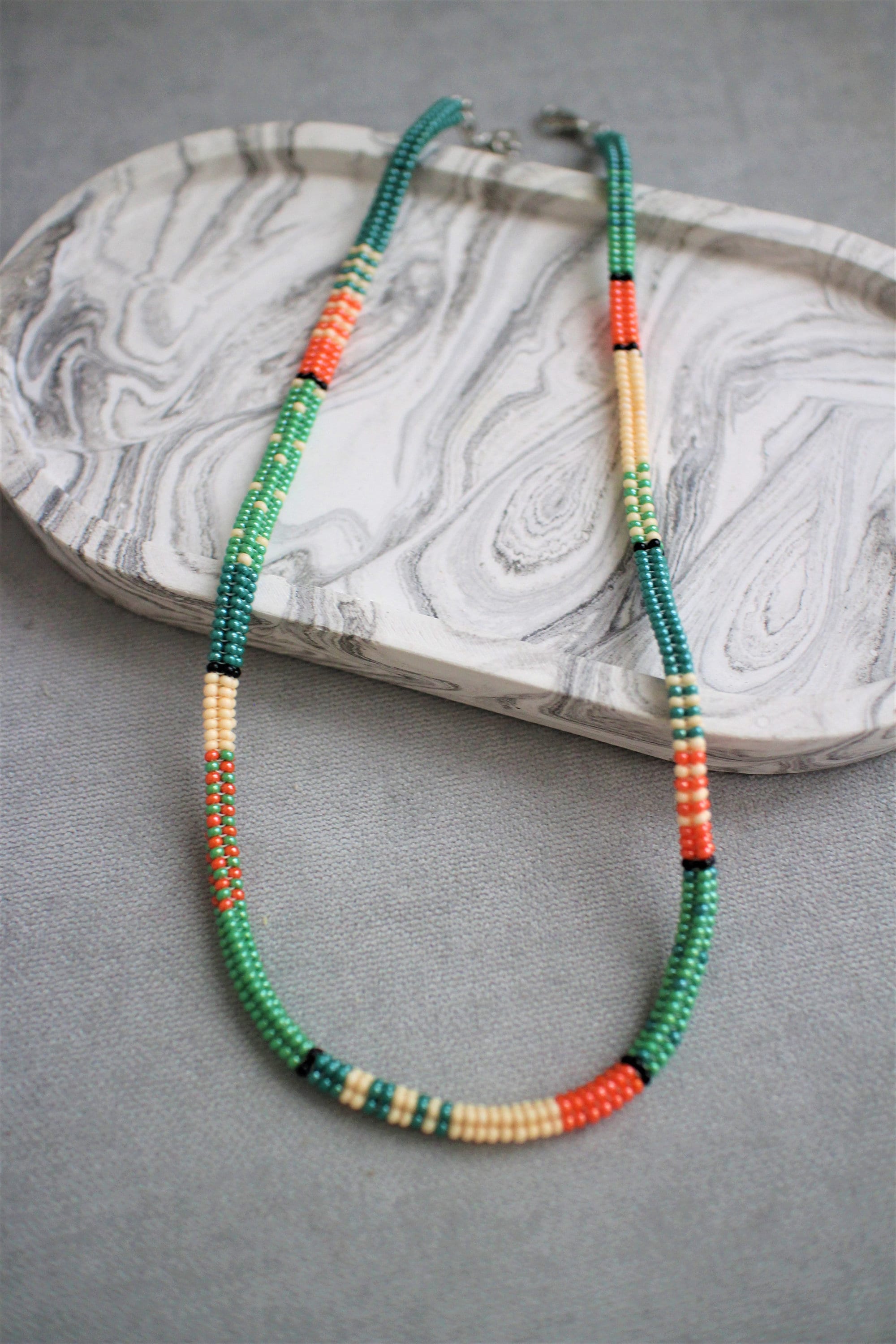 Colorful Beaded Necklace, Boho Necklace, Handmade Jewelry, Bohemian ...