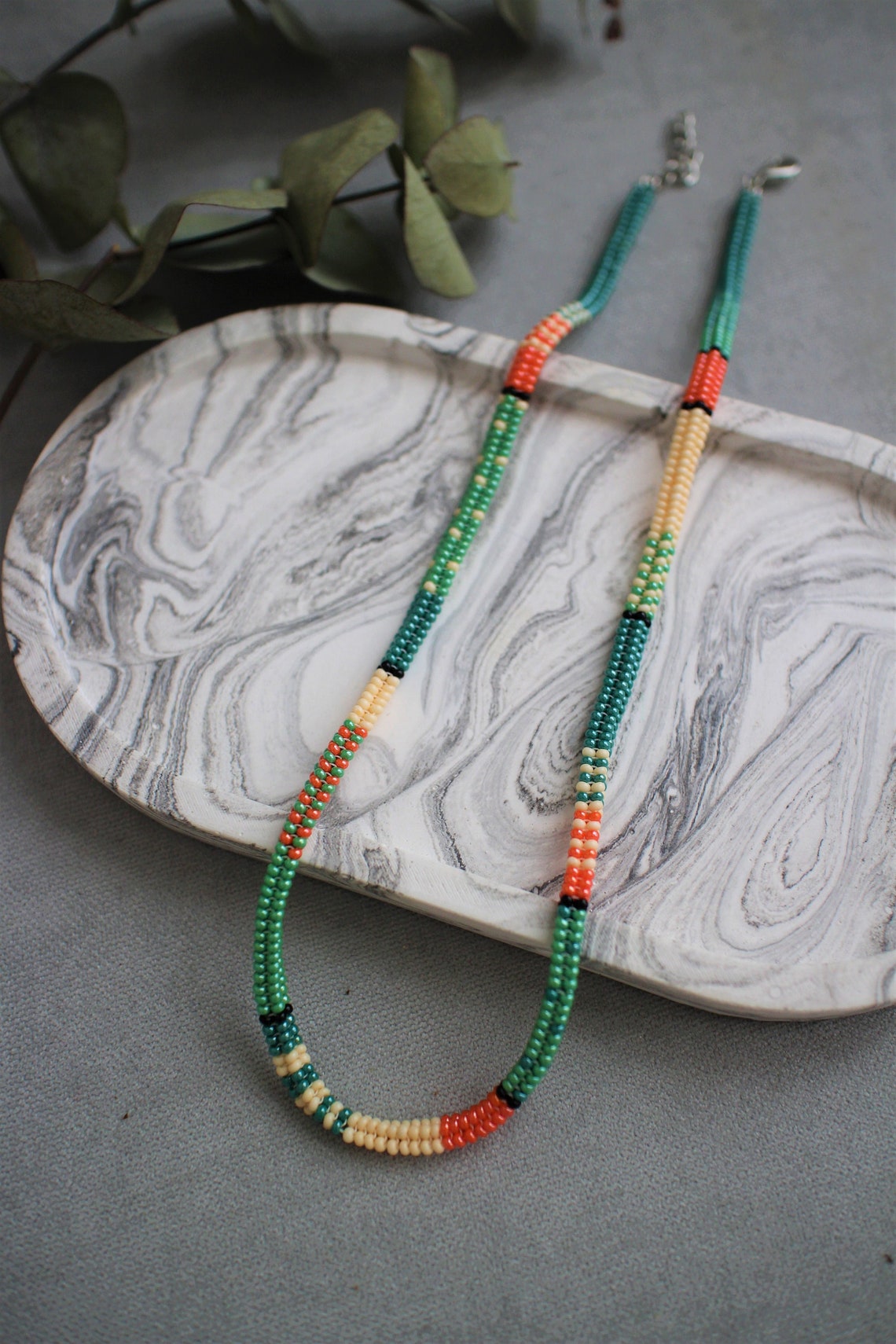 Colorful Beaded Necklace, Boho Necklace, Handmade Jewelry, Bohemian ...