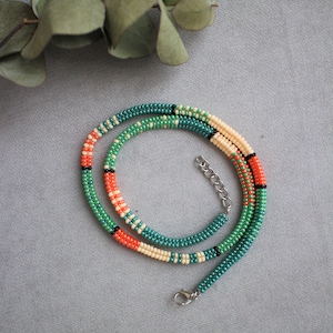 Colorful Beaded Necklace, Boho Necklace, Handmade Jewelry, Bohemian ...