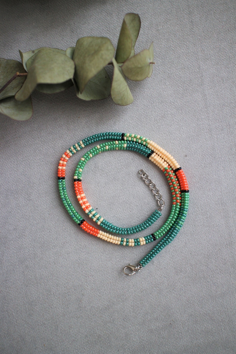 Colorful Beaded Necklace, Boho Necklace, Handmade Jewelry, Bohemian ...
