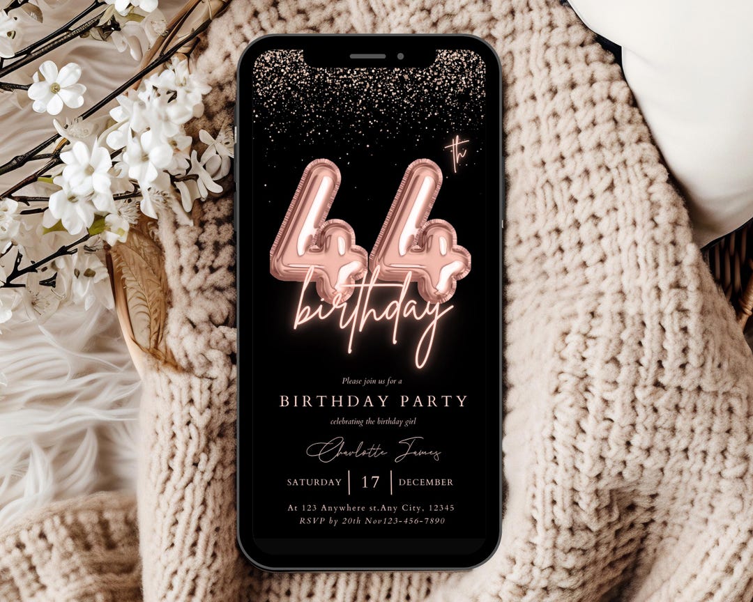 Editable 44th Birthday Party Invitation Template, 44th Self Editable ...