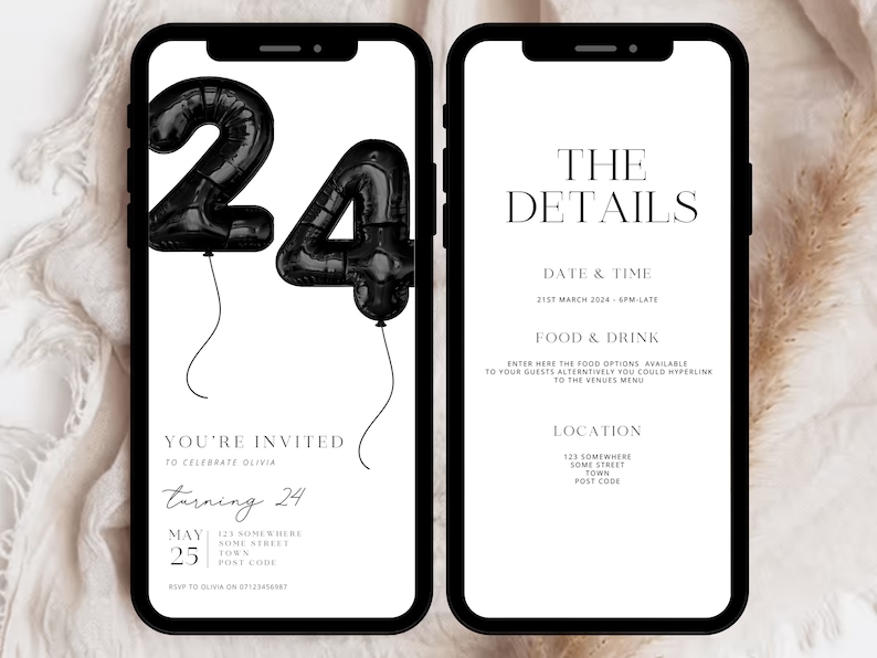 Digital 24th Birthday Invitation & Itinerary, 24th Birthday Party ...