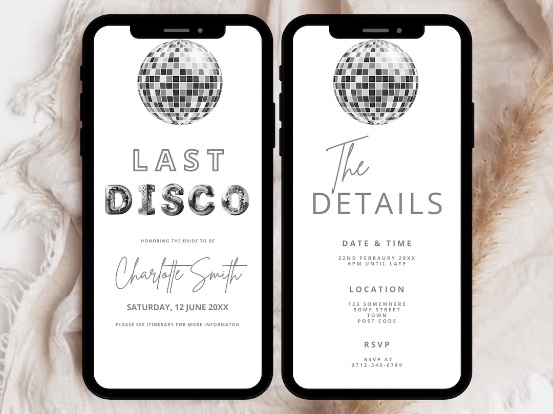 Last Disco Bachelorette Party Invitation Template, Last Disco ...