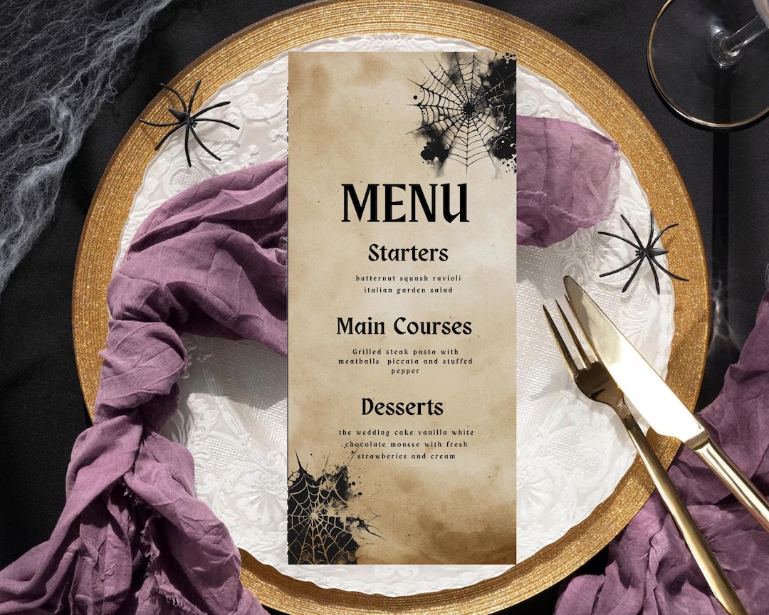 Vintage Halloween Menu Template, Halloween Party Menu Template, Gothic ...