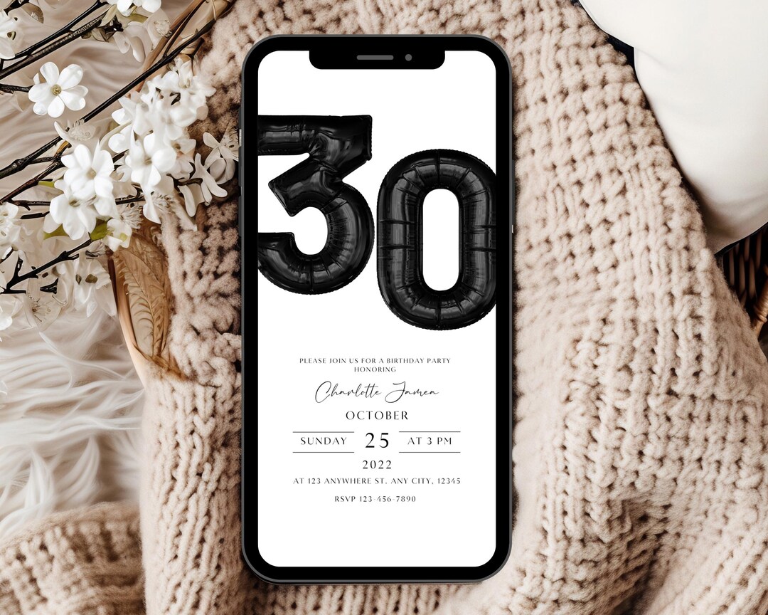 30th Birthday Party Invitation Template, Digital 30th Birthday ...