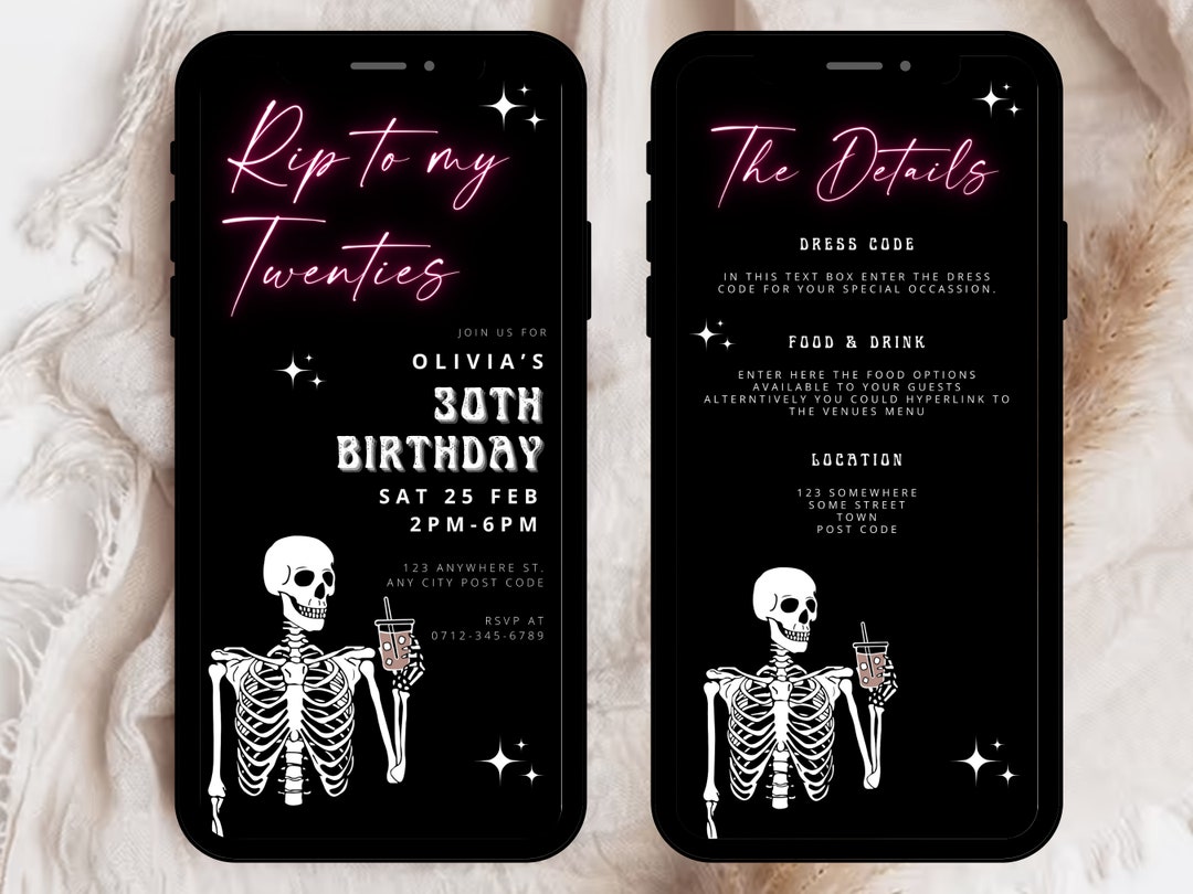 RIP 20s Invitation, RIP Twenties Party Invitation, 30th E-invite, Death ...
