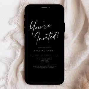 You're Invited Digital Invitation, Minimalist Text Message Invitation ...